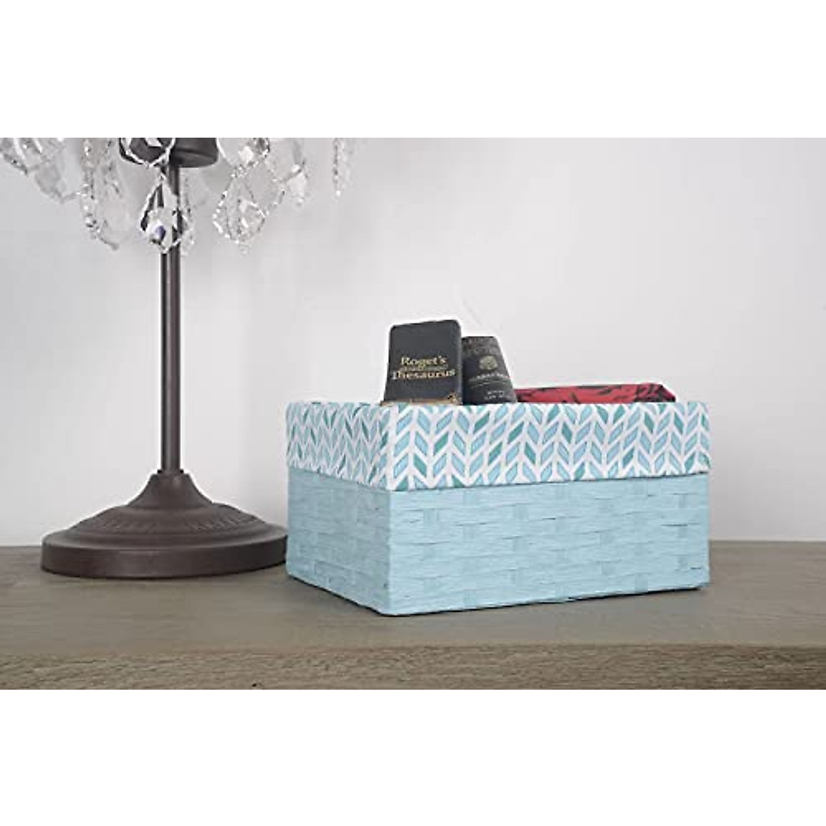 Fabric Storage Bins, Sturdy Cloth Storage Shelf Baskets, Decorative Canvas Bin Toy Storage Basket for Organizing Shelf Nursery Home Closet Office Small Blue