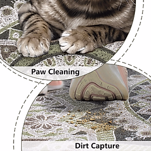 Sunlit 33.5" x 15.8" Mandala Dirt Trapper Welcome Mats, Small Indoor Outdoor Non-Slip Front Door Mat, Front Back Door Decor, Low Profile Entryway Rug, Easy to Clean Door Mat Waterproof, Green