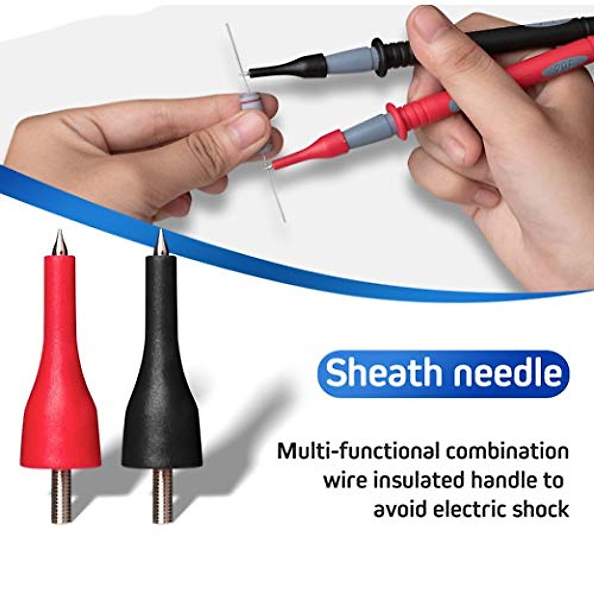Multimeter Test Leads Kit,HANDSKIT 16 Pieces Testing Lead with Alligator Clips Stackable Banana Plug Test Hook Replaceable Gold-Plated Multimeter Needle Probes and Back Probe Pins