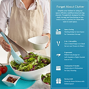 Salad Tongs for Serving - Salad Serving Utensils - Salad Tongs Dishwasher Safe - Plastic Salad Tongs - Salad Servers - Salad Hands - Salad Spoons for Serving - Nesting Salad Tongs - Salad Mixing Tongs