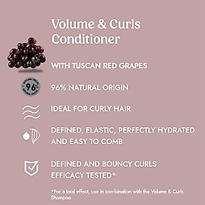 Itinera Tuscan Vineyards Gift Box with Volume & Curls Shampoo & Conditioner (2 x 12.51 fl oz) - For Curly Hair - Vegan Friendly - 95%+ Natural Origin Ingredients