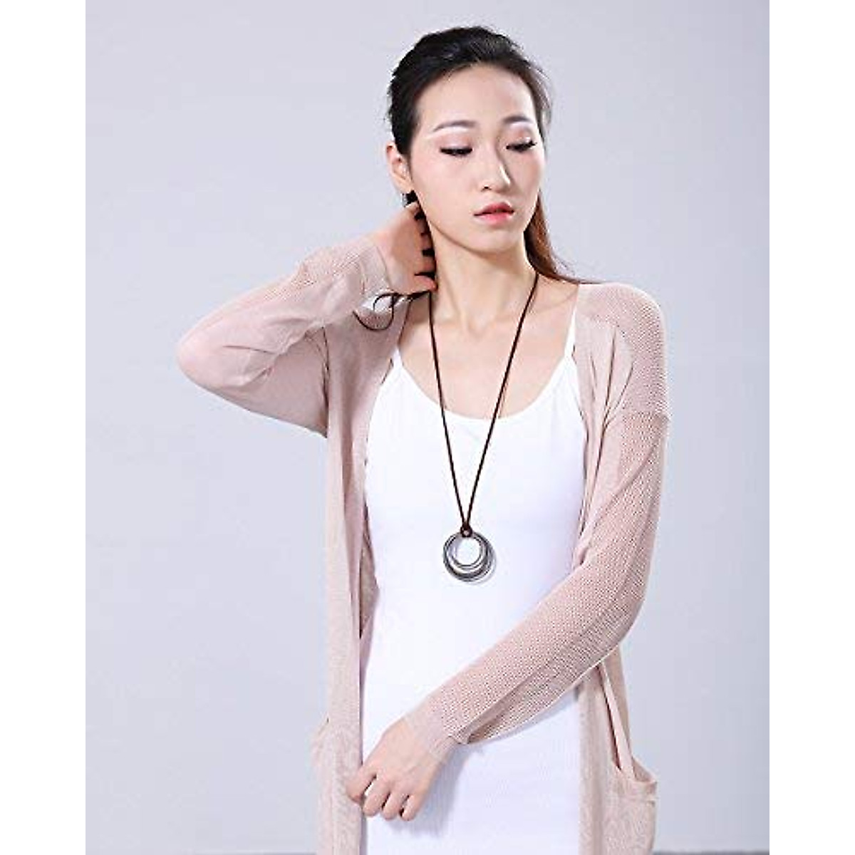 COOSTUFF ANNA Womens Multilayer Pendant Necklaces Vintage Jewelry Fashion Long Sweater Necklace for Woman (fashion)