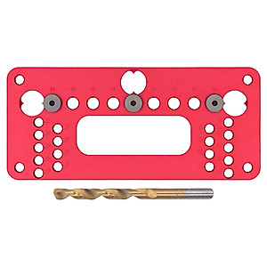 MISNODE Woodworking Hole Positioner Aluminum Alloy Carpentry Hole Pitch Jig Guide Dowel Jig Kit Hole Punch Locator Drill Bushing Set for Wardrobe Cabinet Door
