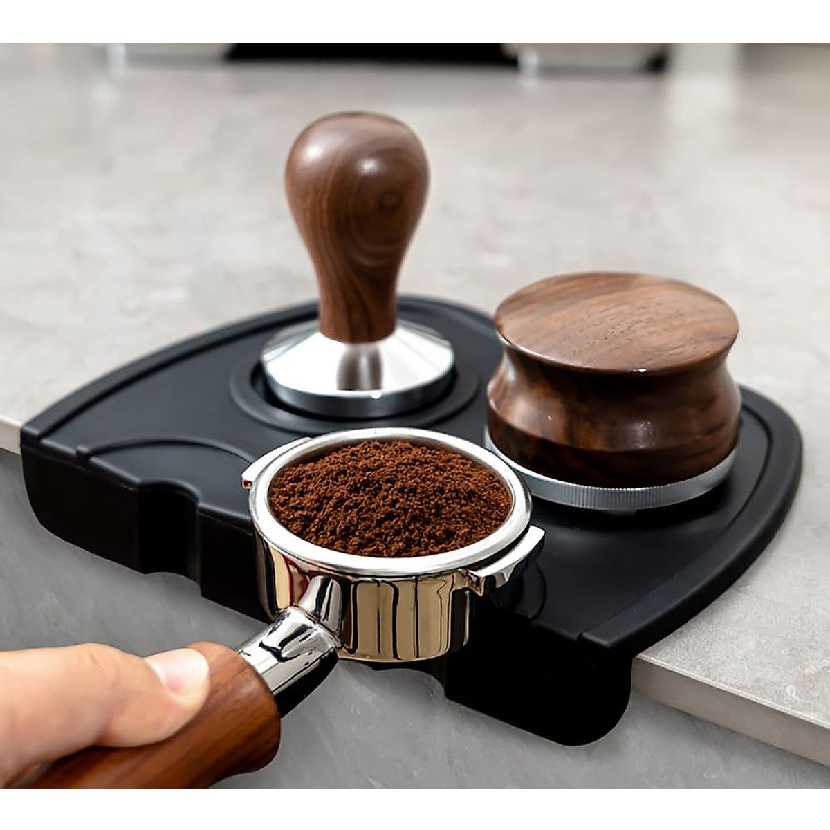 Espresso Tamping Mat Coffee Tamper - Coffee Tamper Mat for Espresso Machine Accessories, Food Safe Silicone Espresso Tamper Mat for Protect Counter (Large)