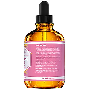 Vitamin E Oil by Leven Rose 75,000 IU per oz 100% Natural, Organic, Pure Vitamin E Oil for Skin, Face, Hair, Nails, and Scars, 4 oz