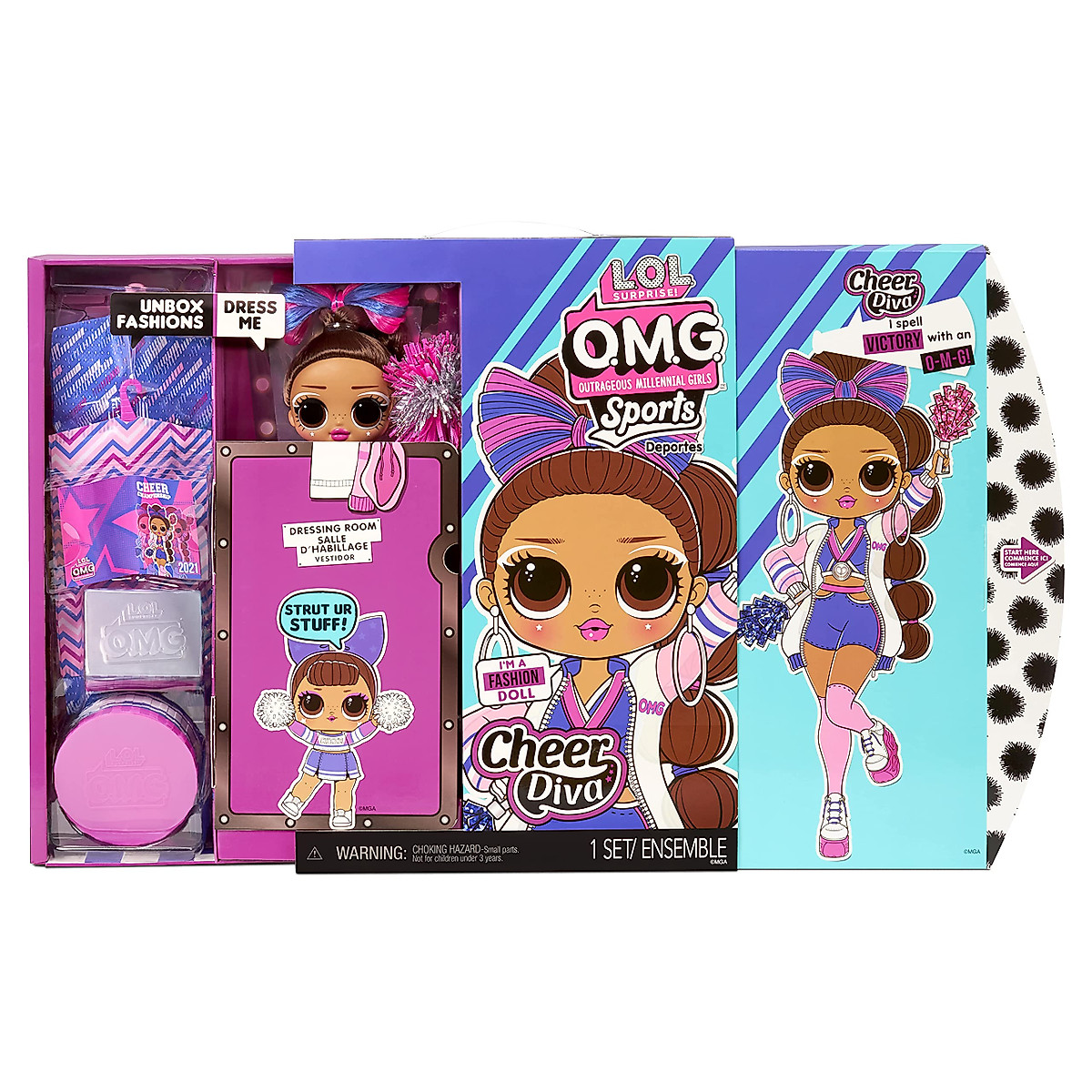 L.O.L. Surprise! OMG Sports Cheer Diva Competitive Cheerleading Fashion Doll with 20 Surprises Including Sparkly Accessories & Reusable Playset, Posable - Gift for Kids, Toys for Girls Boys Ages 4 5 6 7+