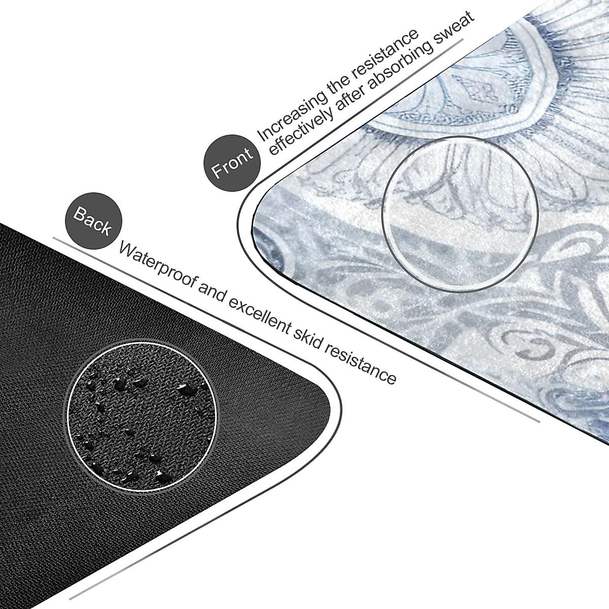 GOODOLD Dragonfly Pattern Yoga Mat, 71 x 26 Inch Non-slip Yoga Mats Folding Travel Exercise Mat Indoor Outdoor Gym Pilates with Storage Bag for Women Men