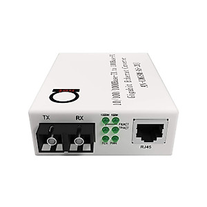 Single Mode Gigabit Fiber Media Converter - Built-In Fiber Module 20 km (12.42 miles) SC – to UTP Cat5e Cat6 10/100/1000 RJ-45 – Auto Sensing Gigabit or Fast Ethernet Speed - Jumbo Frame - LLF Support