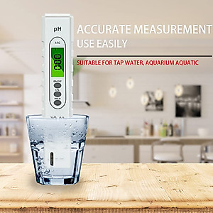 Ecagewill PH Meter for Water Hydroponics Digital PH Tester Pen 0.01 High Accuracy Pocket Size with 0-14 PH Measurement Range for Household Drinking, Pool and Aquarium, White