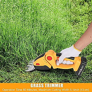 24V Cordless Grass Shear & Hedge Trimmer, 2 in 1 Electric Mini Hedge Trimmer, Handheld Grass Cutter Clippers Power Hedge Trimmers with 1500mAh Rechargeable Battery & Charger for Gardening