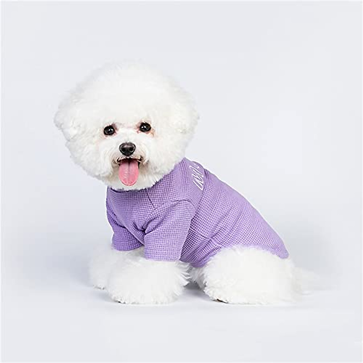 Pet Dog Clothes Puppy Sweater Purple Soft T-Shirt Spring and Autumn Sweatshirts Cat Lapel Collar Pullover (L,Purple)