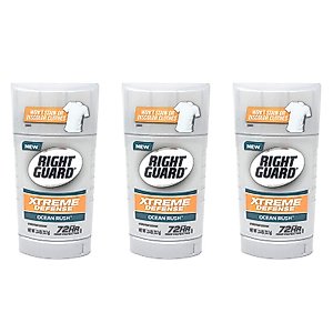 Right Guard XTreme Defense Invisible Solid Antiperspirant/Deodorant, Ocean Rush, 2.6 oz (Pack of 3)