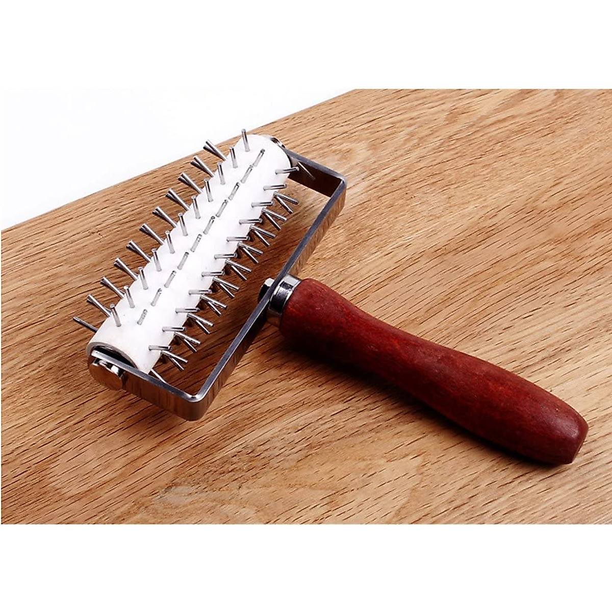 Generic New Dough Docker Spike Roller Wheel Bread Pie Pizza Pasta Pastry Holes Maker,Stainless Steel