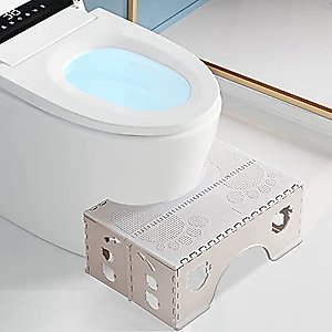 Foldable Toilet Potty Stool for Adults, 7" Healthy Squatting Posture Toilet Poop Stool, Bathroom Anti-Slip Toilet Assistance Step Stool, Fold Design Christmas Decor Portable Travel Poop Stool.(Grey)