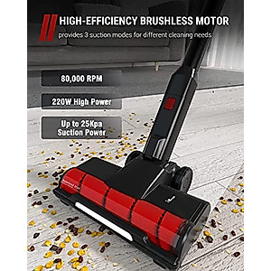 VacLife 25Kpa Cordless Stick Vacuum Cleaner, 6-in-1 Cordless Vacuum w/Strong Suction for Home Pet Hair Carpet Hard Floor, Max 45 Min Runtime, Wireless Vaccine Cleaner w/LED Headlights, Black (VL732)