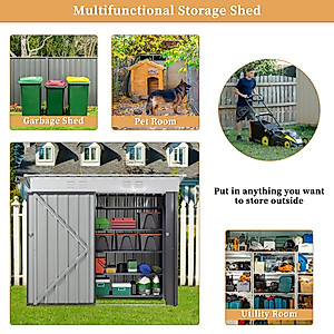 Vongrasig 6 x 4 x 6 FT Outdoor Storage Shed Clearance with Lockable Door Metal Garden Shed Steel Anti-Corrosion Storage House Waterproof Tool Shed for Backyard Patio, Lawn and Garden (Dark Gray)