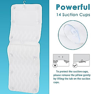 AEROiVi Full Body Bath Pillow with Lumbar Pillow Bathtub Cushion with 14 Suction Cups 3D Air Mesh Fit Any Tub Luxury Bathroom Accessories