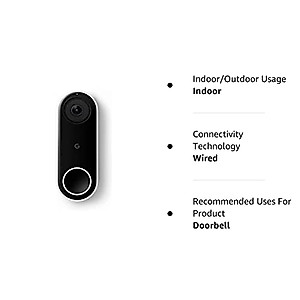 Google indoor Nest Video Doorbell Camera 720p Wired (Renewed)