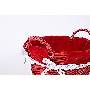 Wicker Storage Baskets Oval Woven Basket with Handle Liner for Shelf Decorative Empty Gift Baskets Decor