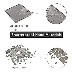 Liootech Fogless Shaving Shower Mirror, Fog Free Mirror Narrow Bezel Ultra-Thin 6.7 inch Metal Frame with 2 Stainless Steel Chains 17.3 & 10.6 inch