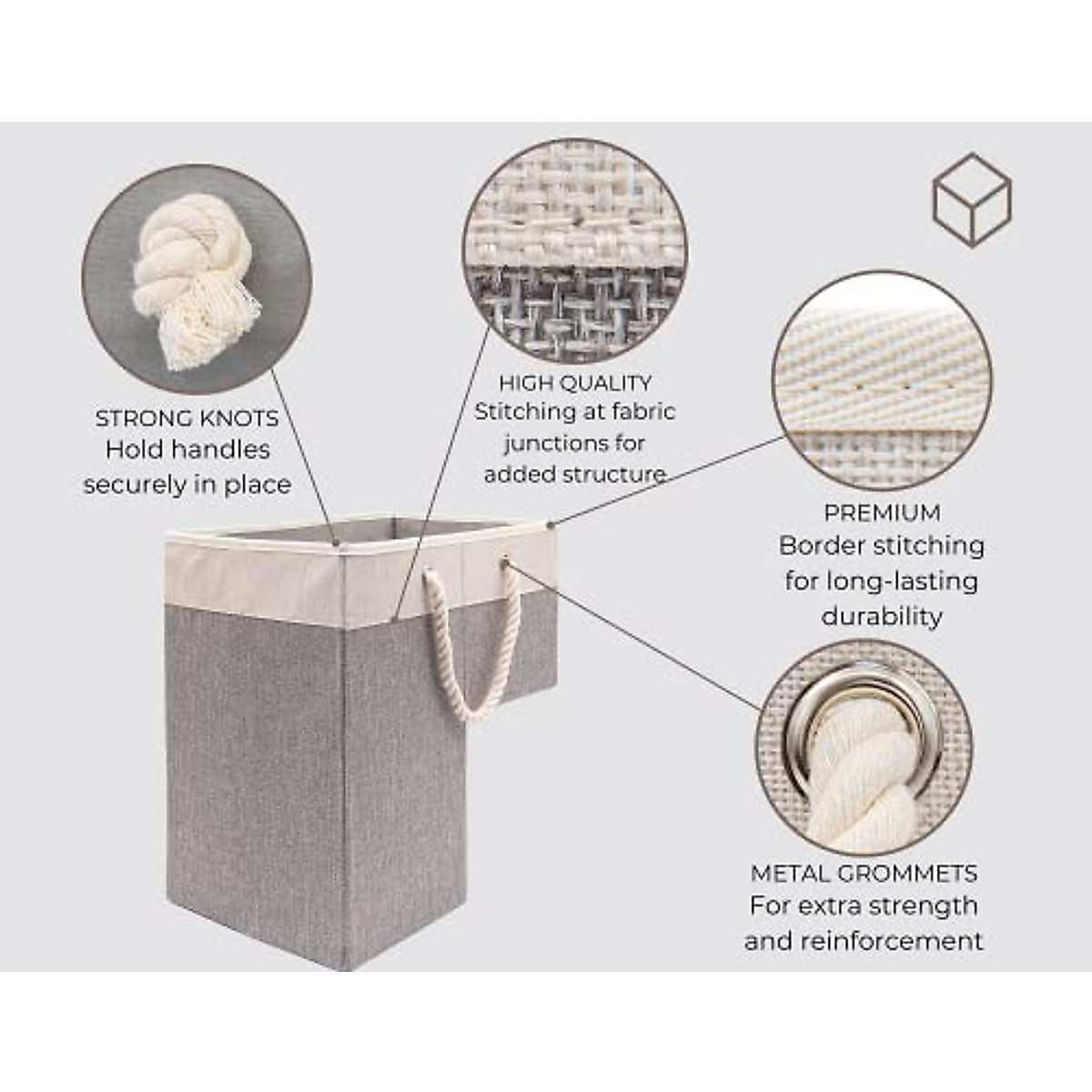 Stair Basket 16" x 16" x 10" Basket for Stairs with 3 Foldable Sections, Durable Cotton Collapsible Storage Bins, Stair Storage Organizer STRIKING LIFESTYLE