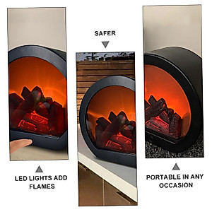 Uonlytech Simulated Fireplace Wind Lamp LED Nightlight Faux Fireplace LED Decor Living Room Light Tabletop Lamp LED Flame Lamp Simulated Fireplace Light LED Plastic Desk Lamp Desktop Lamp