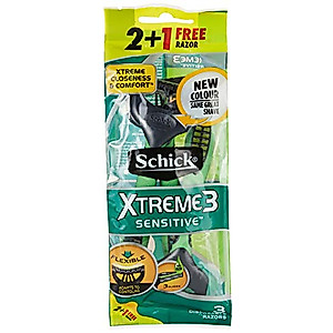 Schick Xtreme 3 Men Sensitive Skin Disposable Razors 3 Count