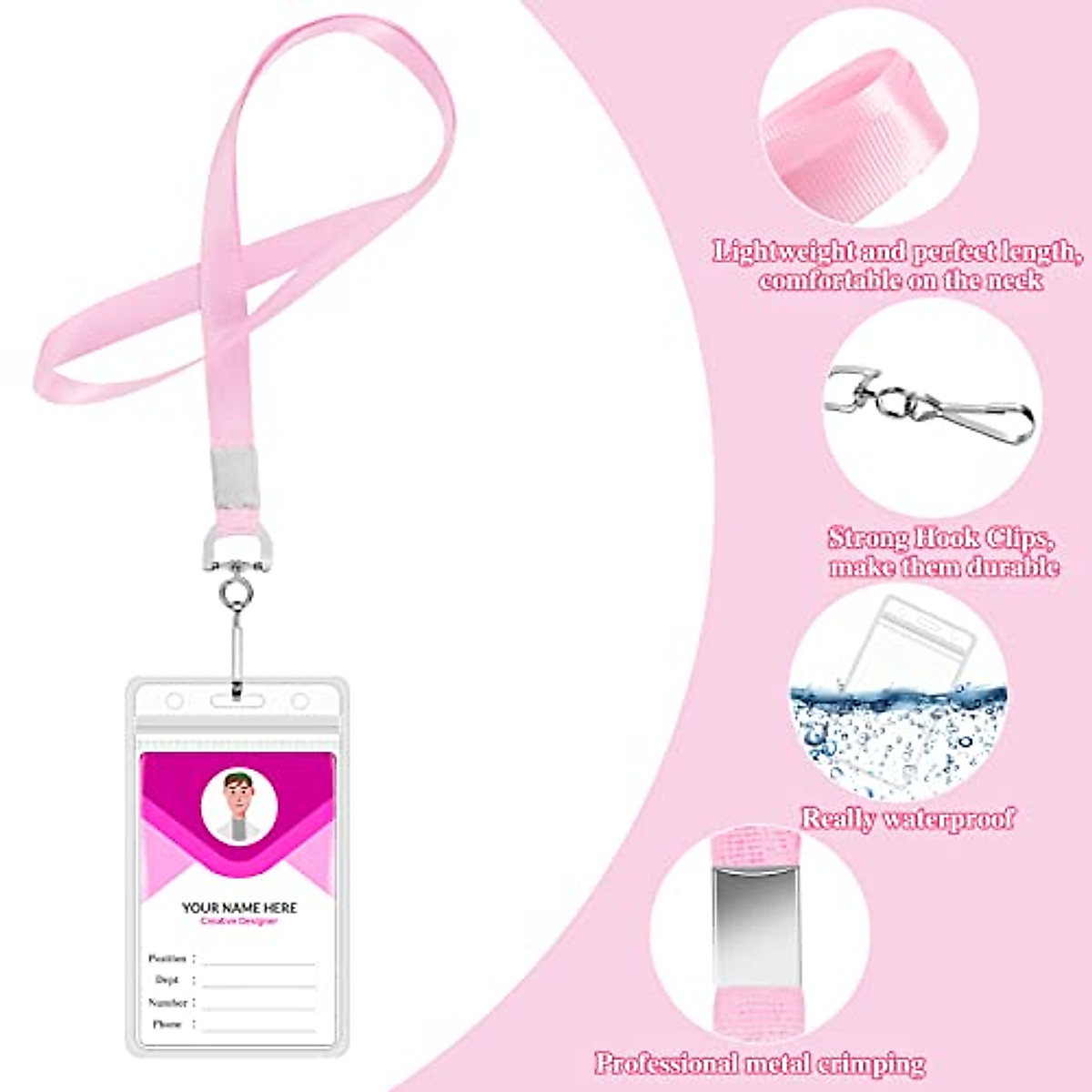 12 Pack Cruise Lanyard with ID Card Holder, Durable Lanyard with Waterproof ID Badge Holder Cruise Lanyards for ID Badges Ship Cards Carnival Sail Keys (12 Colors)