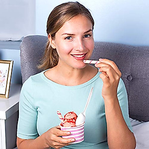 TYPTOP Premium Paper Ice Cream Cups, 50-Pack 12 oz Disposable Dessert cups for Hot and Cold, 12-ounce pink stripe