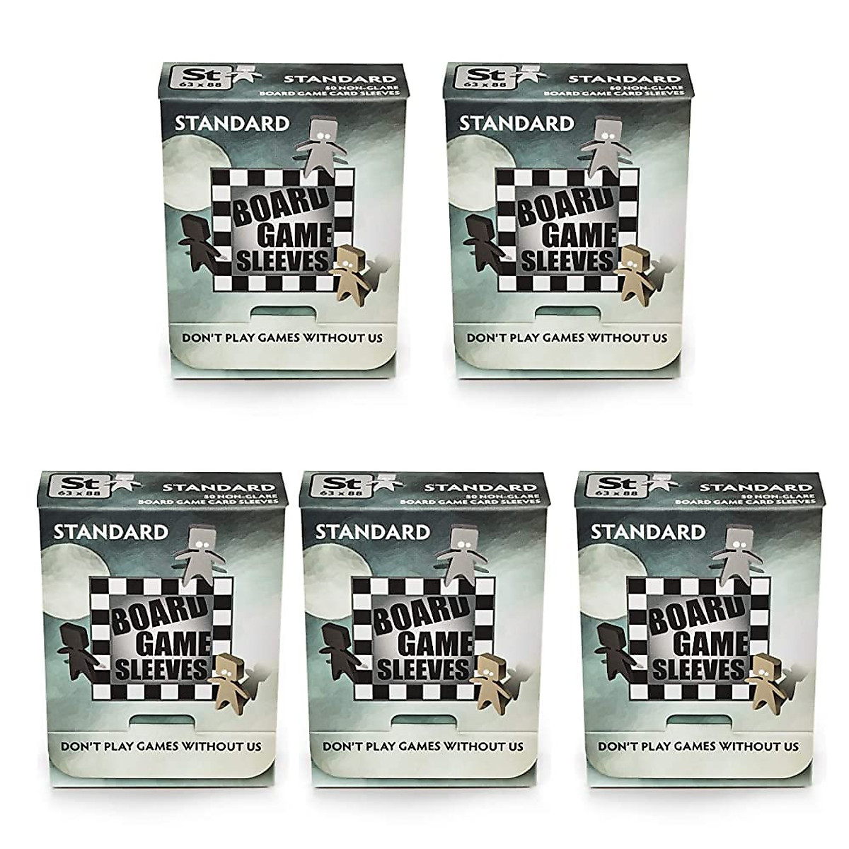 5 Packs Arcane Tinmen Non-Glare Board Game Sleeves 50 ct Standard Size Card Sleeves Value Bundle!
