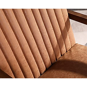 CIMOTA Leather Modern Rocking Chair Mid Century Armchair Upholstered Arm Chair with Padded Seat/Wood Frame, Comfy Rocker for Living Room/Bedroom, Retro Brown PU