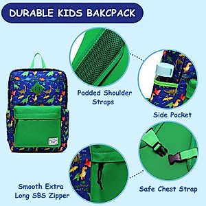 Kasqo Kids Backpack, Lightweight Water Resistant Preschool Rucksack for Little Boys and Girls with Water Bottle Pockets (Green)