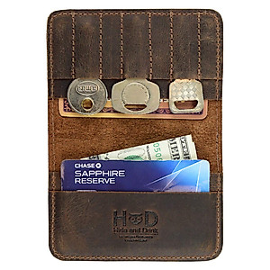 Hide & Drink, Leather Card & Key Holder, Cash Organizer, Front Pocket Wallet, Everyday Accessories, Handmade Includes 101 Year Warranty :: Bourbon Brown