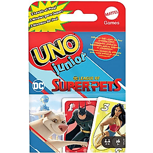 Mattel Games ​UNO Junior DC League of Superpets Card Game for Kids with Simple Rules, 3 Levels of Play & Animal Matching