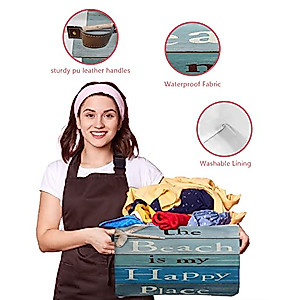 ARTtikke Storage Bins Clothes Organizer Beach Themed Storage Cubes Bin with Handles,Foldable Storage Boxes for Closet,Storage Basket for Organizing Shelves, 15x11x9.5 inch