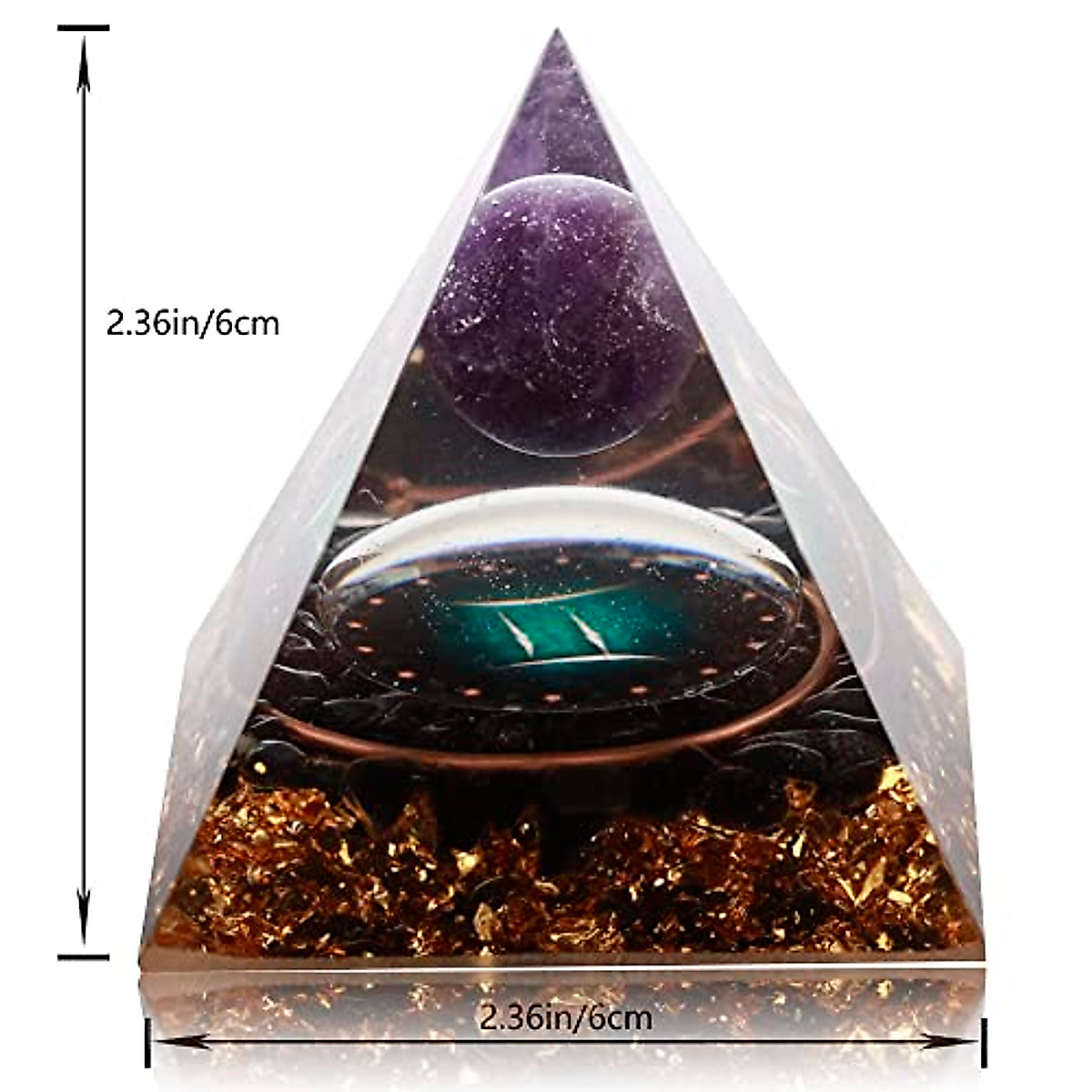 12 Zodiac Orgone Crystal Pyramid, Natural Amethyst with Obsidian,Healing Crystals Pyramid for Protection Chakra, Unique Constellation Pyramid for Positive Energy, Healing Money Health(Gemini)