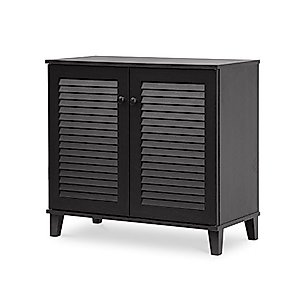 Baxton Studio FP-01LV-Espresso Studio Coolidge Shoe-Storage Cabinet, Espresso 14.5Lx29.625Wx27.5H