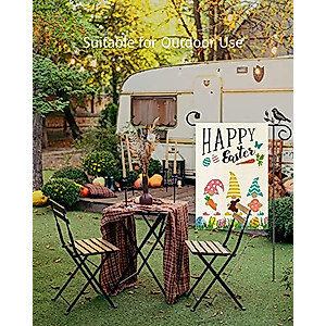 Easter Garden Flag, Double Sided Vertical Burlap Mini Flag for Garden Yard House, Happy Easter Outdoor Bunny Egg Gnome Small Flag, Farmhouse Outside Holiday Decorative Decoration, 12x18 Inch