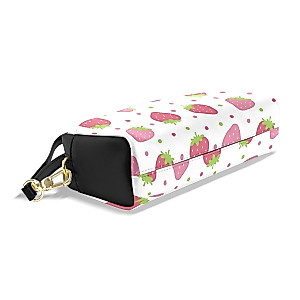 ABLINK Cute Pink Strawberry Pencil Pen Case Pouch Bag with Zipper for Travel, School, Small Cosmetic Bag