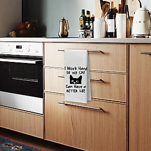 Voatok I Work Hard So My Cat Can Have A Better Life Funny Black Cat Quote Bath Towel,Cat Lovers Gifts Decorative Towel,Cat Mom Girls Gifts