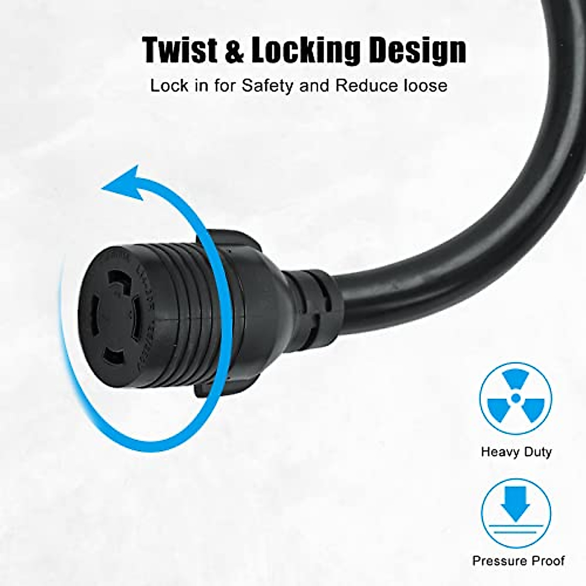 30 Amp RV Generator Transfer Switch Adapter Cord with Grip Handle, NEMA TT-30P to L14-30R Adapter Cord, 125/250V 3 Prong to 4 Prong Generator Plug Adapter, Generator to House Inlet Box, STW 10 AWG