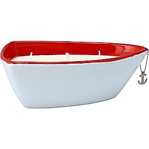 Pavilion Gift Company Lake Lover-Triple Wick 10 oz 100% Soy Wax Scent: Fresh Linen with Silver Detail Accents. Candle, White