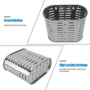 Cabilock Stainless Steel Utensil Holder Stainless Steel Kitchen Utensils Chopsticks Holder Drying Rack Basket Silverware Cutlery Organizer Rack for Countertop Utensil Drying Rack