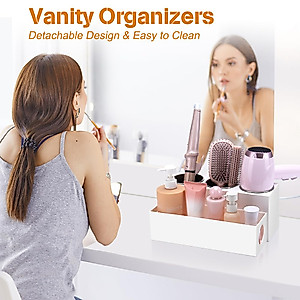 GFWARE Hair Tool Organizer - Bathroom Vanity Organizers and Storage, Hair Styling Accessories Hot Tools Organizer Hair Dryer, Blow Dryer, Curling Iron, Flat Iron, Hair Straightener, White