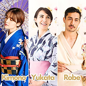 Japanese Kimono Hanger for Artistic Display - with Floral Folding Fan