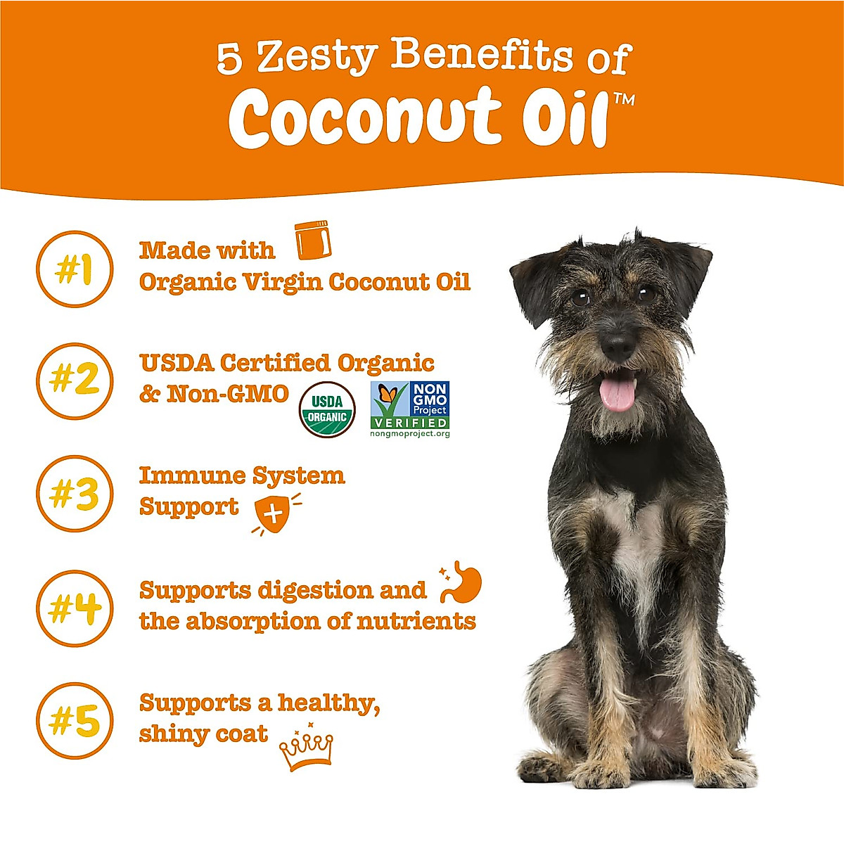 Coconut Oil for Dogs - Certified Organic & Virgin Superfood Supplement - Digestive & Immune Support - 16 OZ