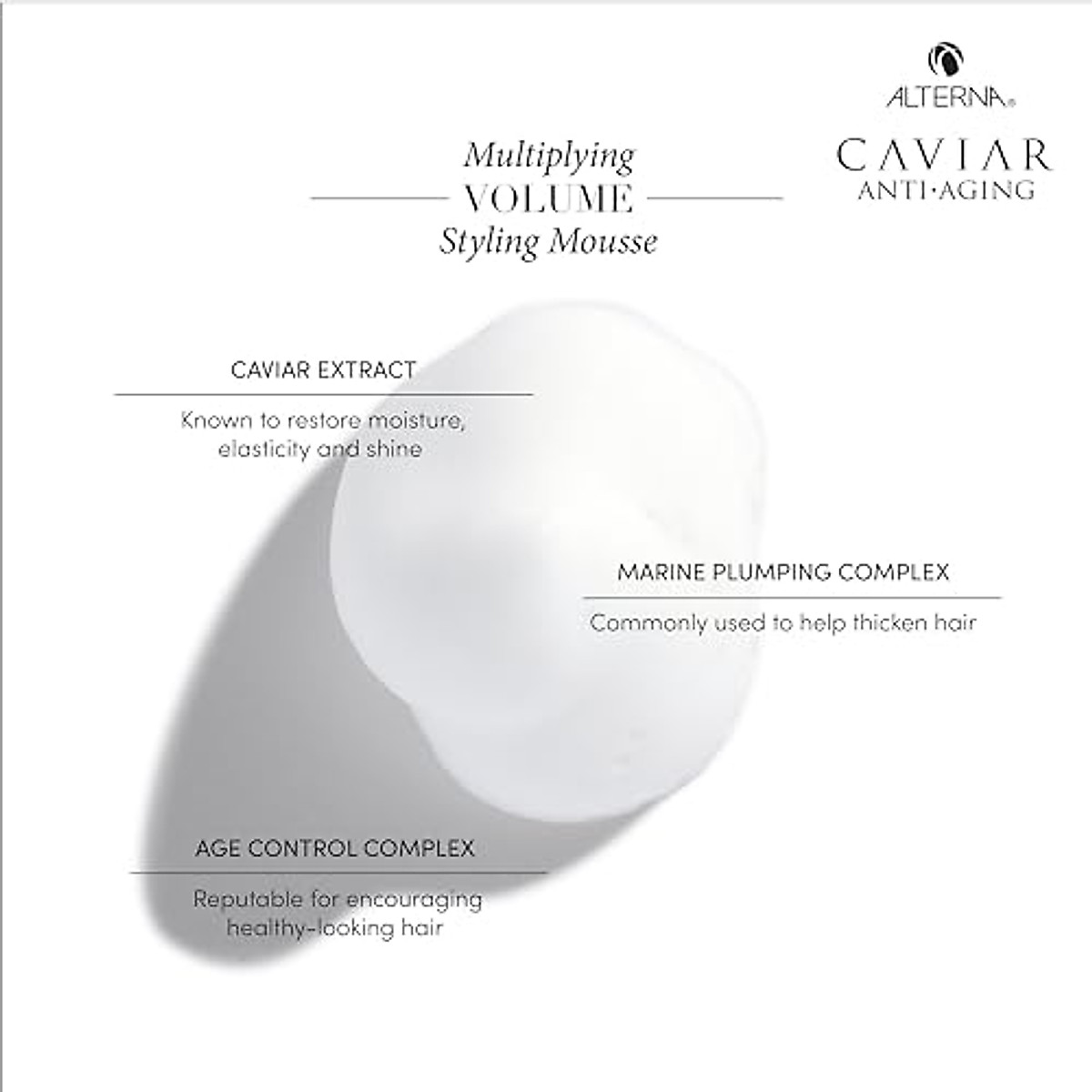 Alterna Caviar Anti-Aging Multiplying Volume Styling Mousse, 8.2 Ounce | For Fine, Thin Hair | Medium Hold | Sulfate Free , 8.2 Fl Oz (Pack of 1)