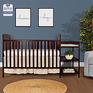 Dream On Me Anna 3-in-1 Full-Size Crib and Changing Table Combo in Espresso, Greenguard Gold Certified, Non-Toxic Finishes, Includes 1" Changing Pad, Wooden Nursery Furniture