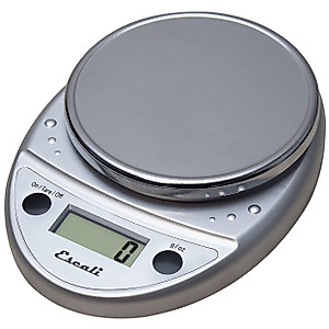 Escali Primo Digital Food Scale, Multi-Functional Kitchen Scale, Precise Weight Measuring and Portion Control, Baking and Cooking Made Simple, 8.5 x 6 x 1.5 inches, Chrome