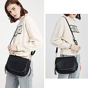 Crossbody Bags for Women Small Pu Leather Over the Shoulder Purses and Flap Cross Body Handbags with Multi Pockets